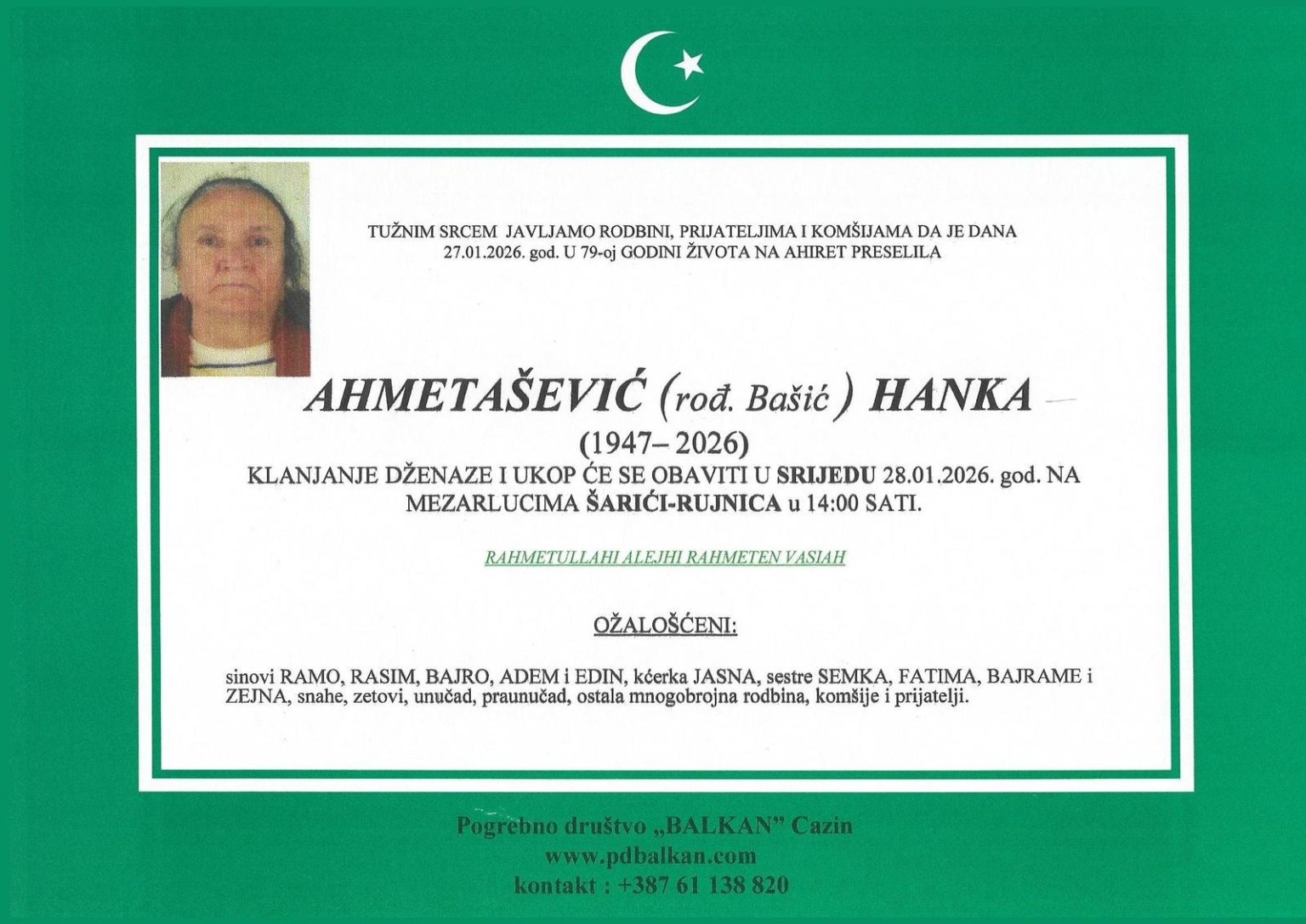 Na Ahiret preselio Seljko (Muhiba) Selim - Mejo - Cazin.BA